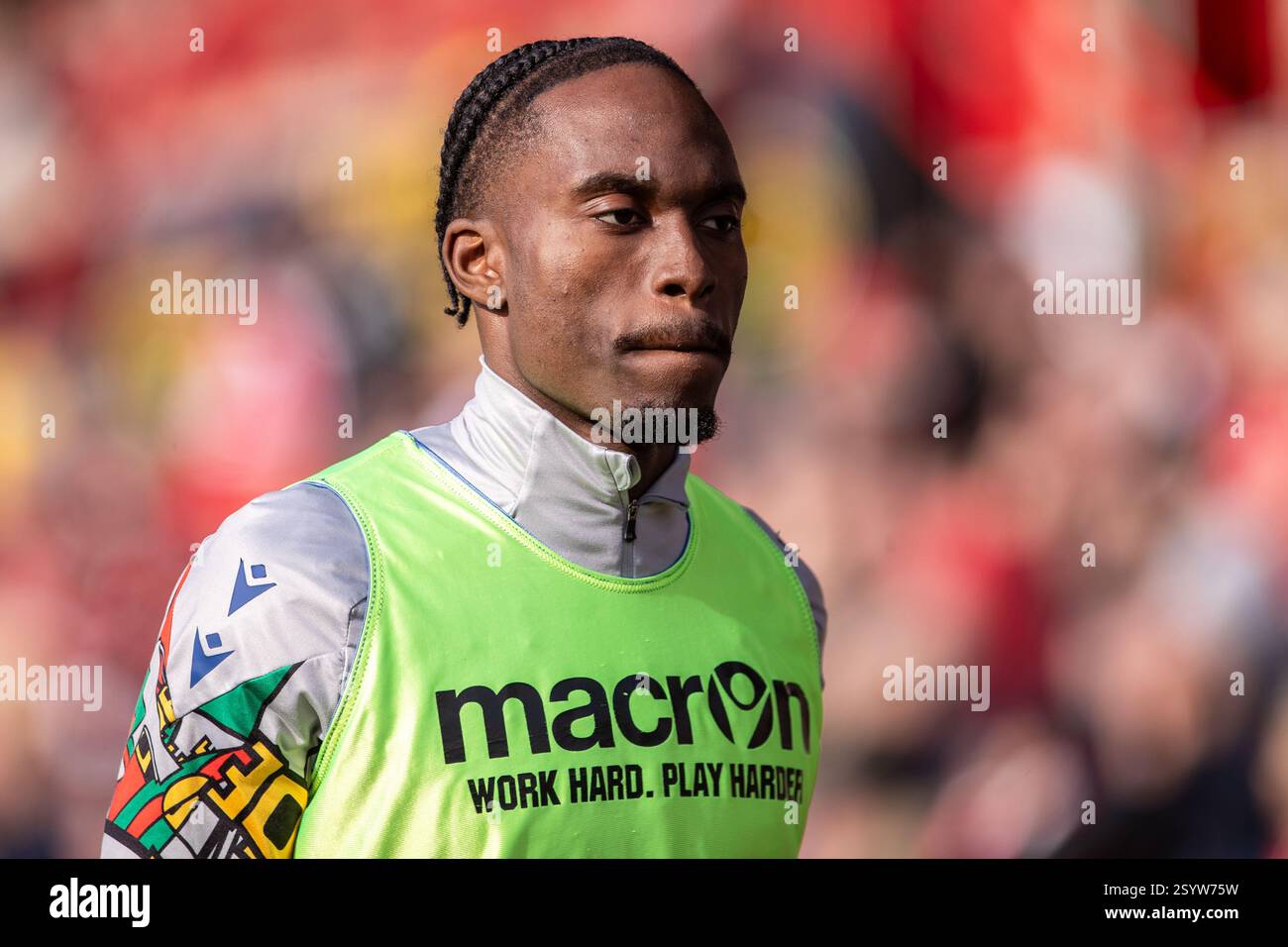 Jay Matete of Bolton Wanderers warms up during the Sky Bet League 1 ...