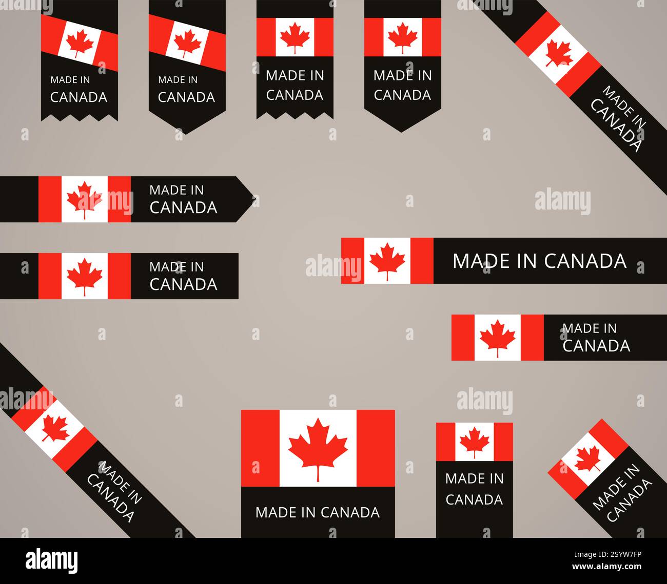 Made in Canada - black edge labels with Canadian flag Stock Vector ...