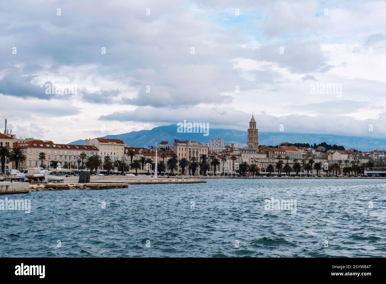 Seaside cityscape of Split, Croatia with historic architecture and ...