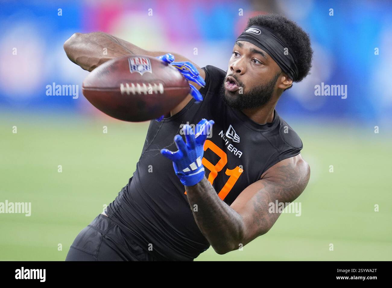 Delaware running back Marcus Yarns runs a drill at the NFL football ...