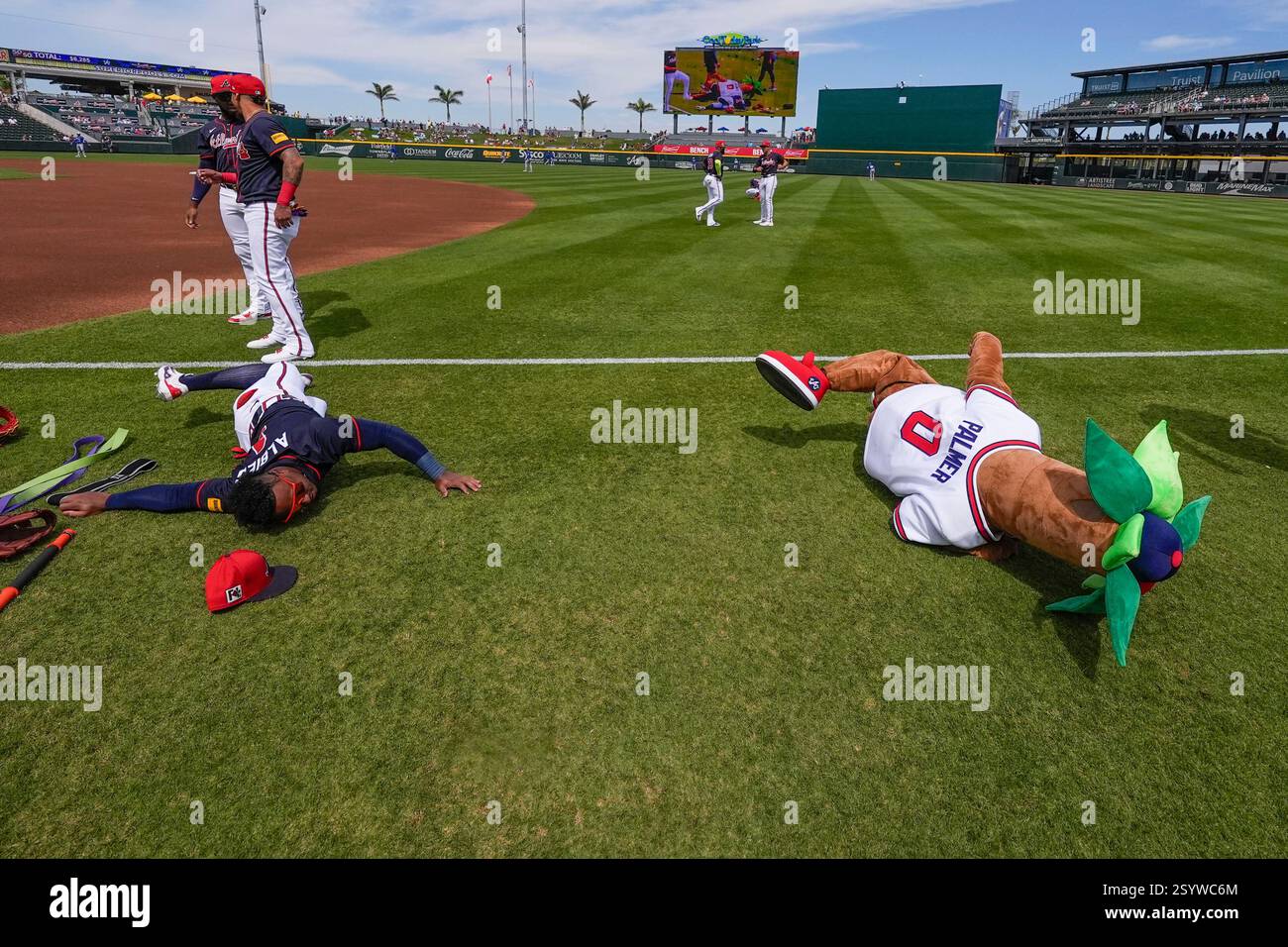 "Palmer" the palm tree, the spring training mascot of the Atlanta ...