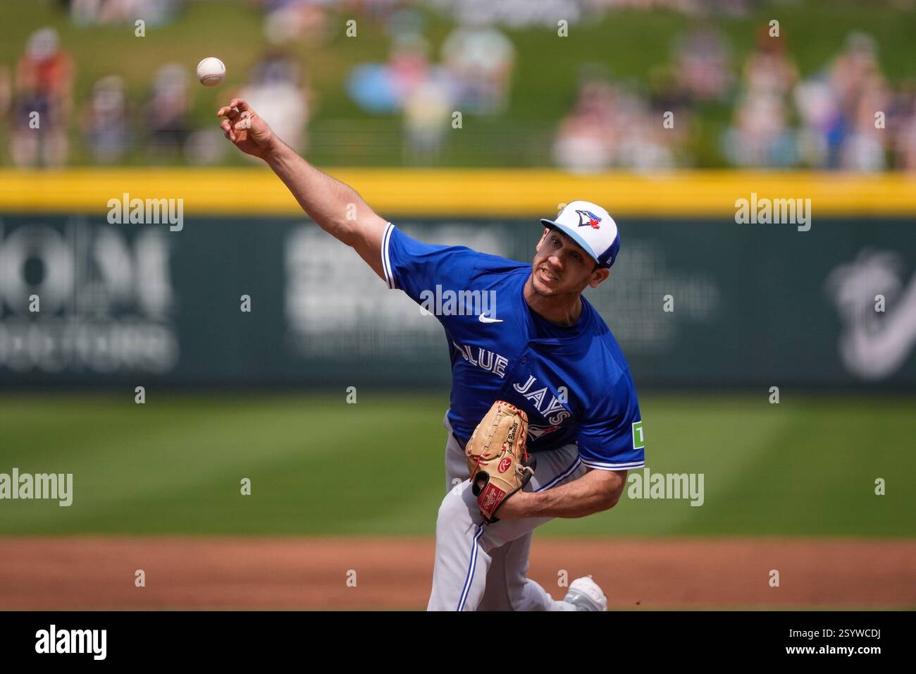 Toronto Blue Jays Jacob Barnes delivers in the first inning of a spring ...