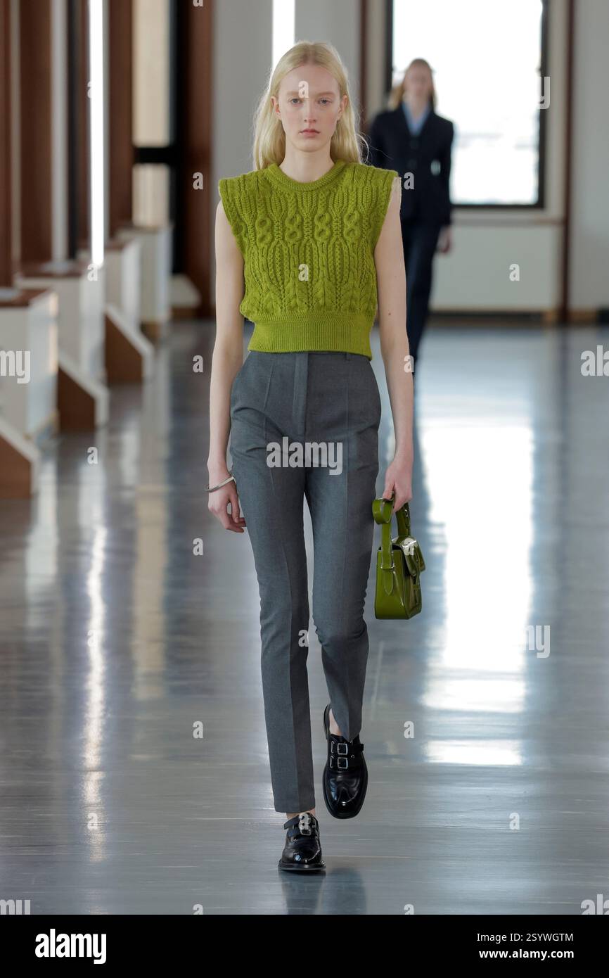 A model walks on the runway during the Bally Ready to Wear Fashion Show ...