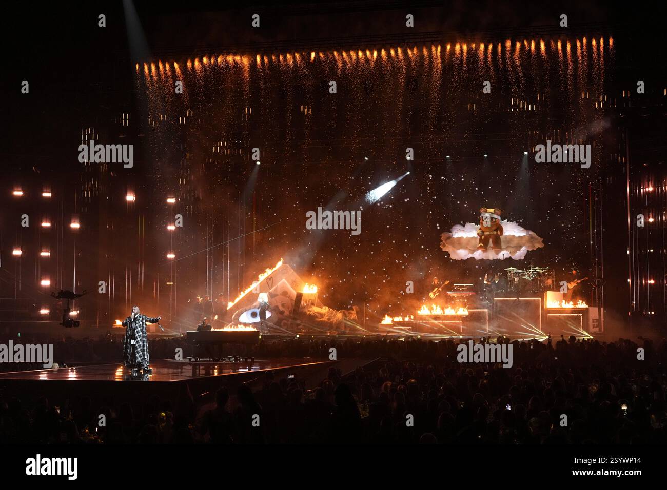 Teddy Swims performs during the Brit Awards 2025 in London, Saturday ...