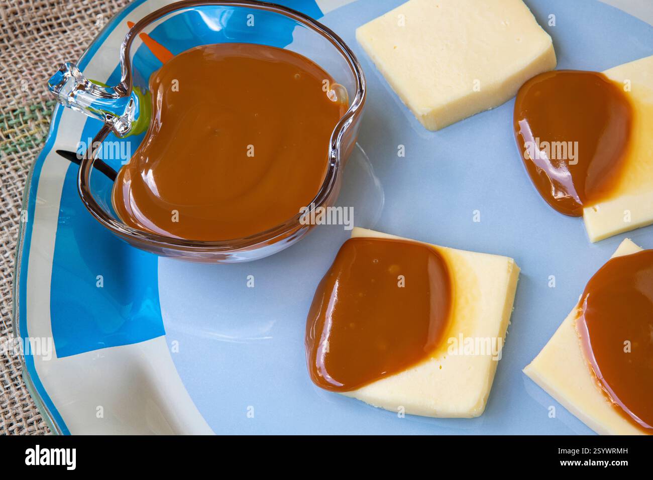 Traditional brazilian dessert with melted caramel and cheese. Called ...