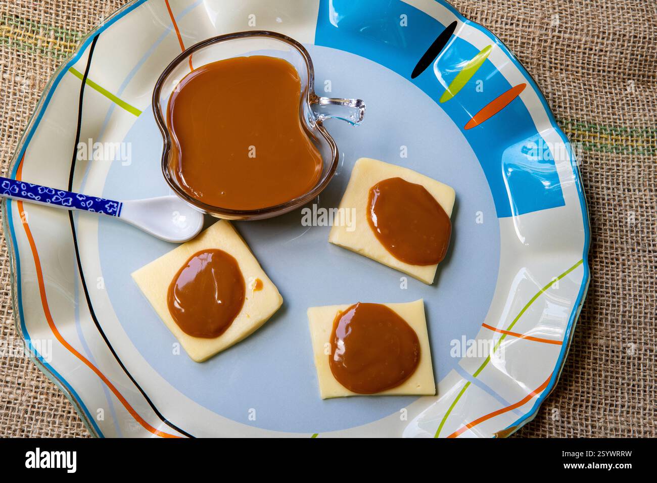 Traditional brazilian dessert with melted caramel and cheese. Called ...