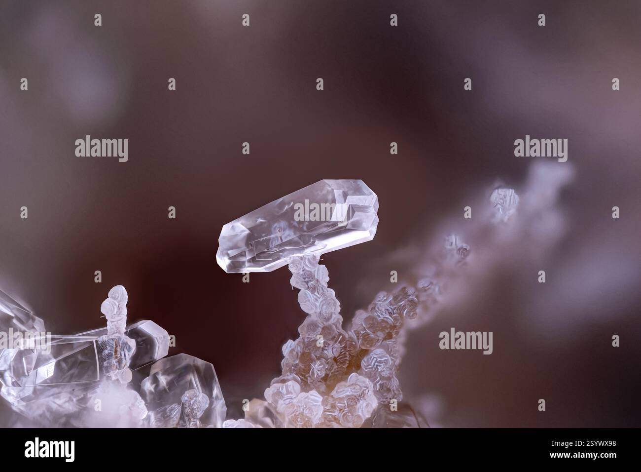 clear bi-terminated Phillipsite standing on Offretite. Specimen from St ...