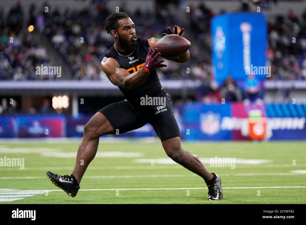 Virginia Tech running back Bhayshul Tuten runs a drill at the NFL ...
