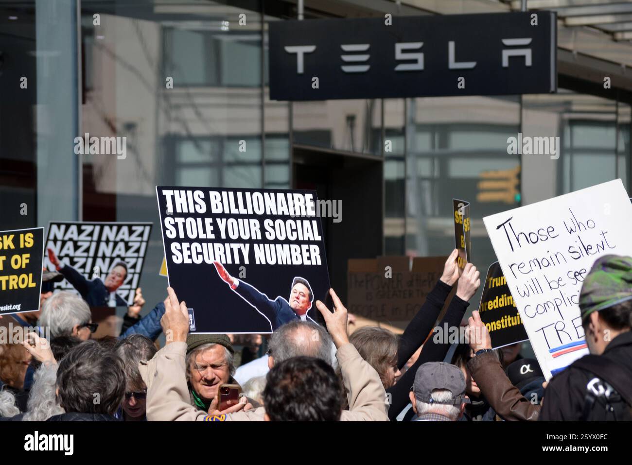 Protest against Elon Musk and DOGE cuts to government spending in front ...