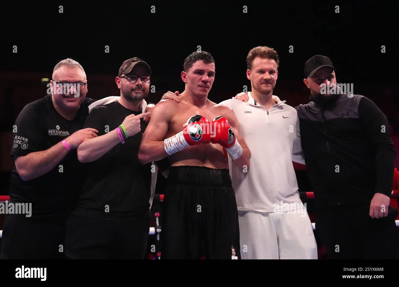 Luke McCormack (centre) celebrates following victory against Ramiro ...