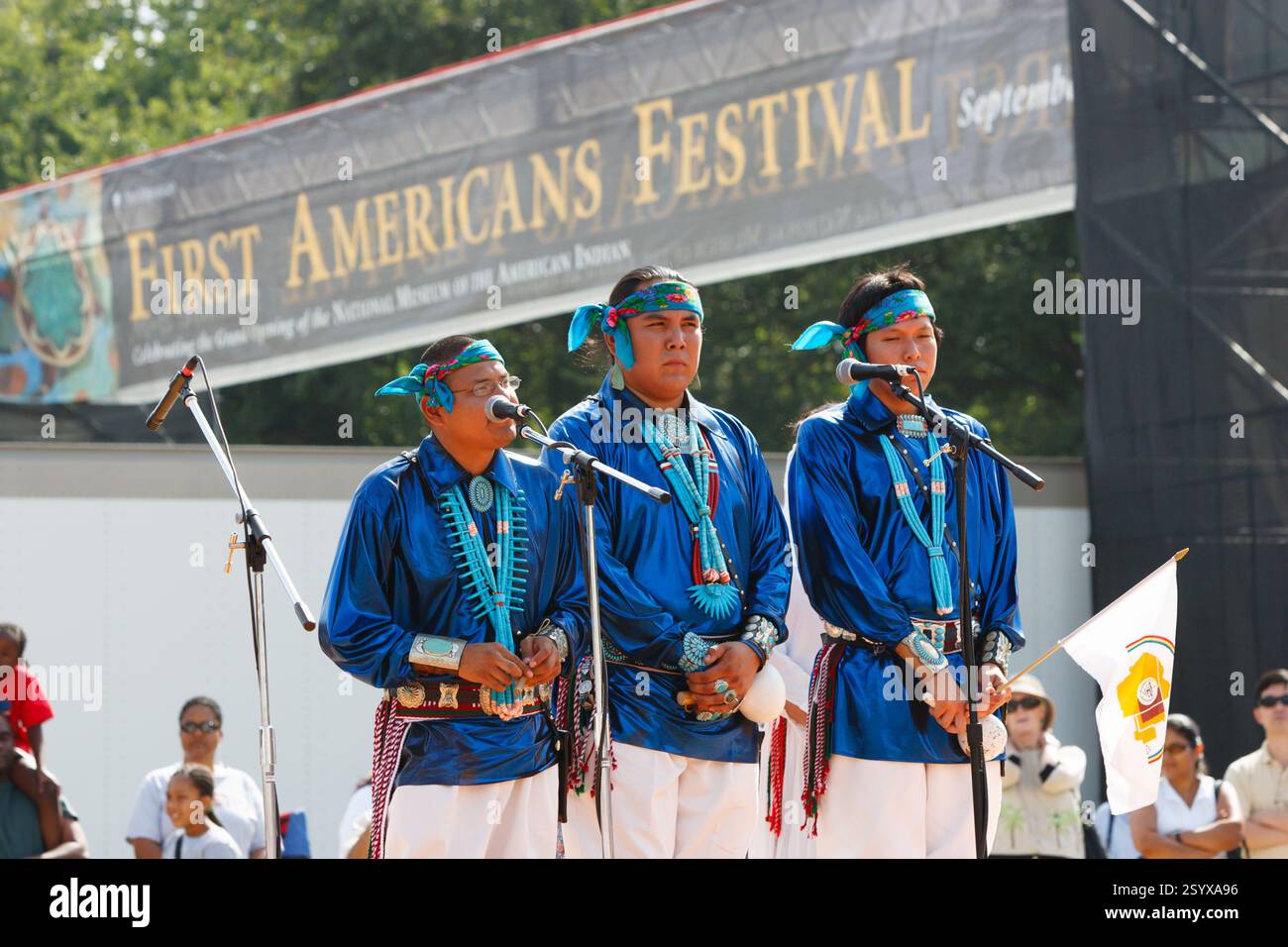 Navajo Nation members introduce their performance at the First ...