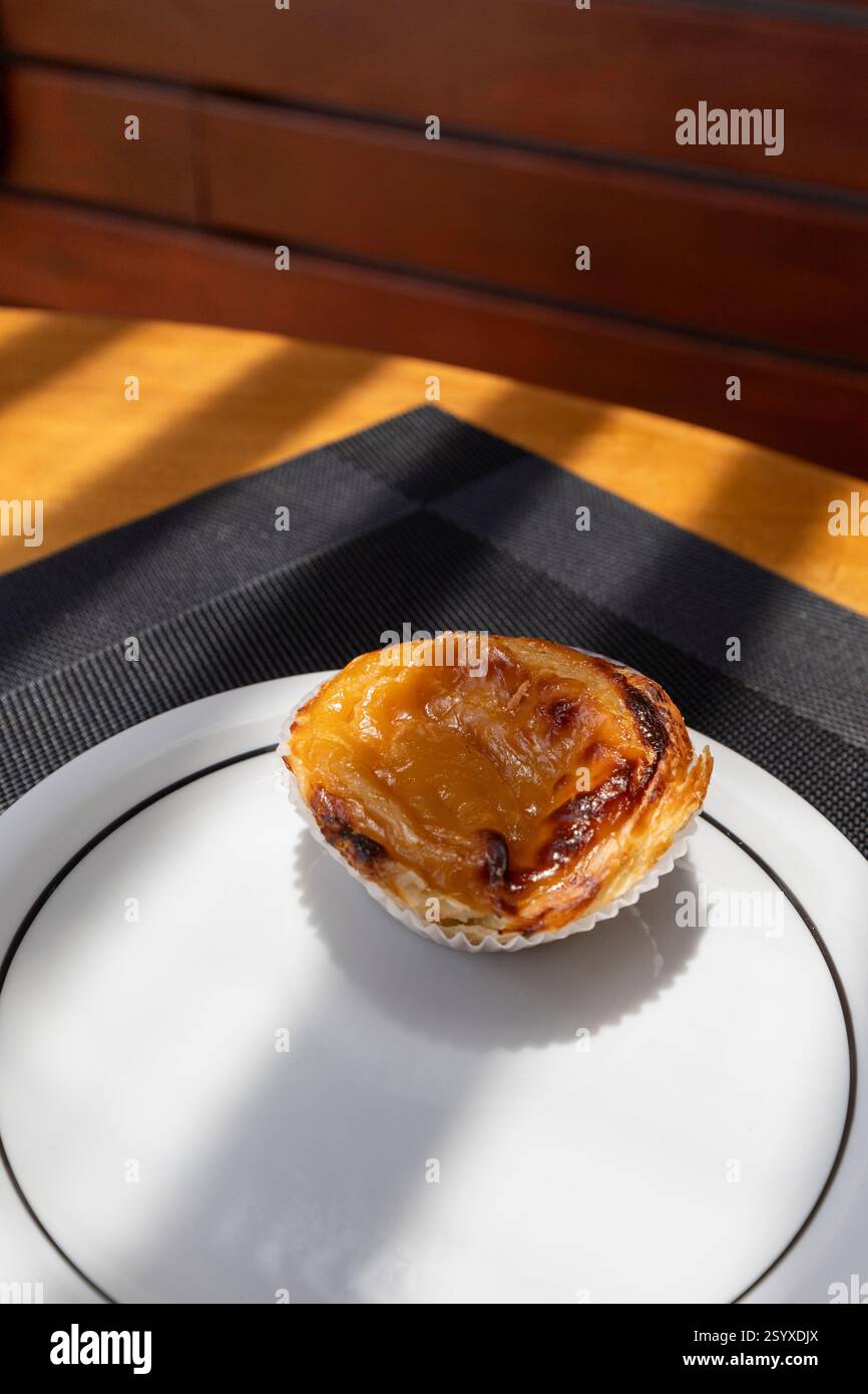 Classical pasteis de Belem shot in original cafe. Portuguese ...