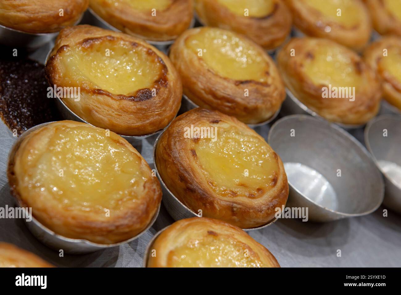 Portuguese Custard Tarts Pastel de Nata or de Belem. A close-up of ...