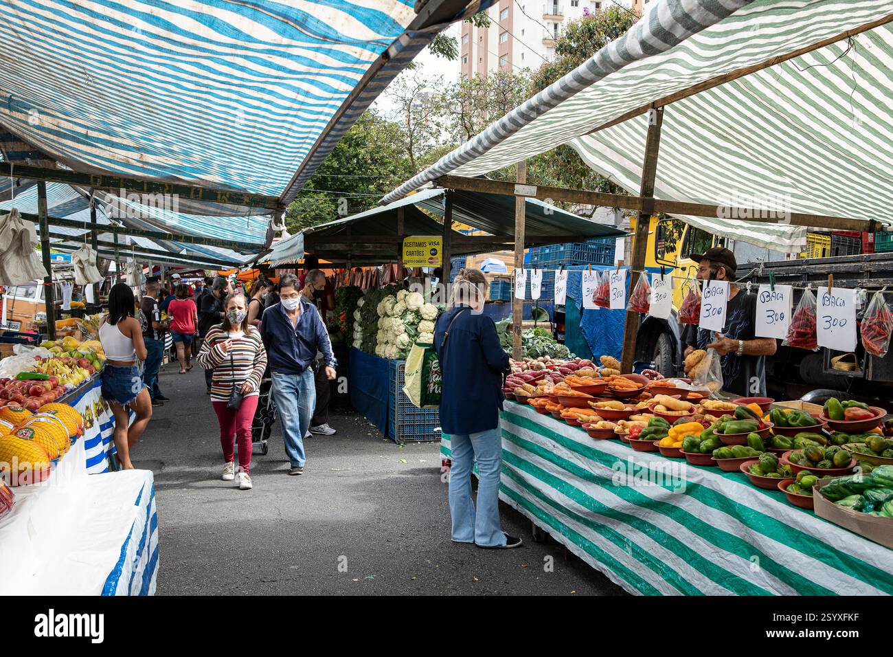 Sao Paulo, Brazil, april 21, 2021 - view of consumers at traditional ...