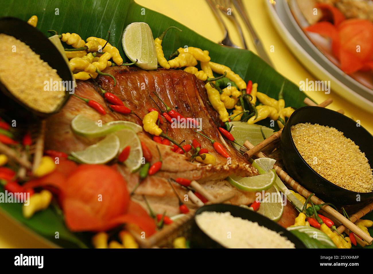 grilled ribs of tambaqui, fish of amazon region, traditional brazilian ...