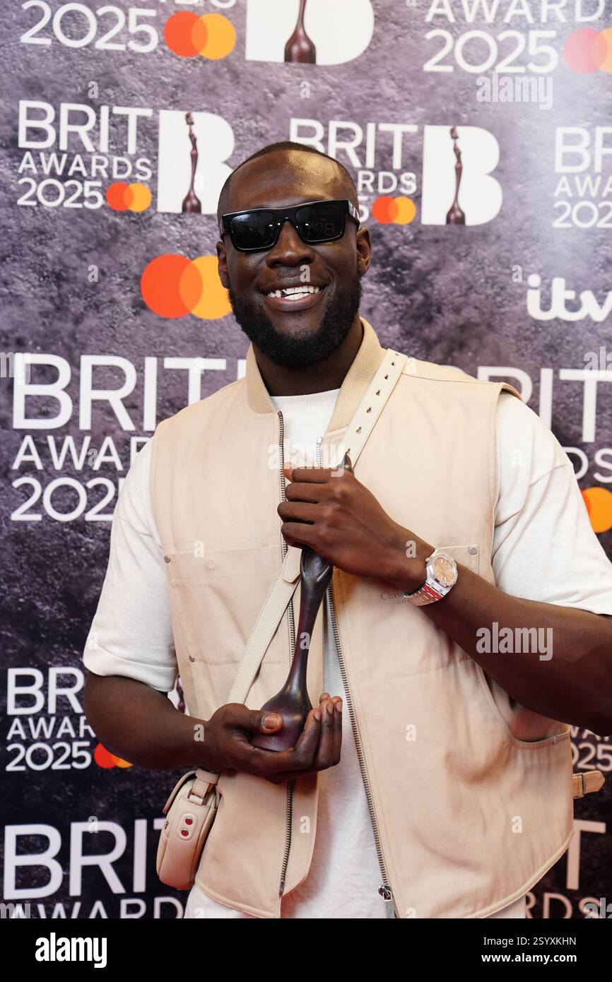 Stormzy after winning the Hip Hop/Grime/Rap Act award during The BRIT ...