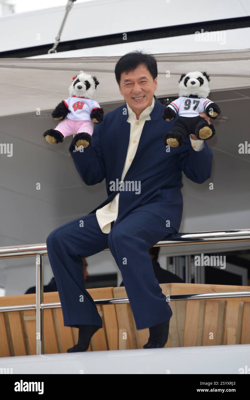 Jackie Chan.'Skiptrace' photocall on MV Harle, Jetée Albert Édouard at ...