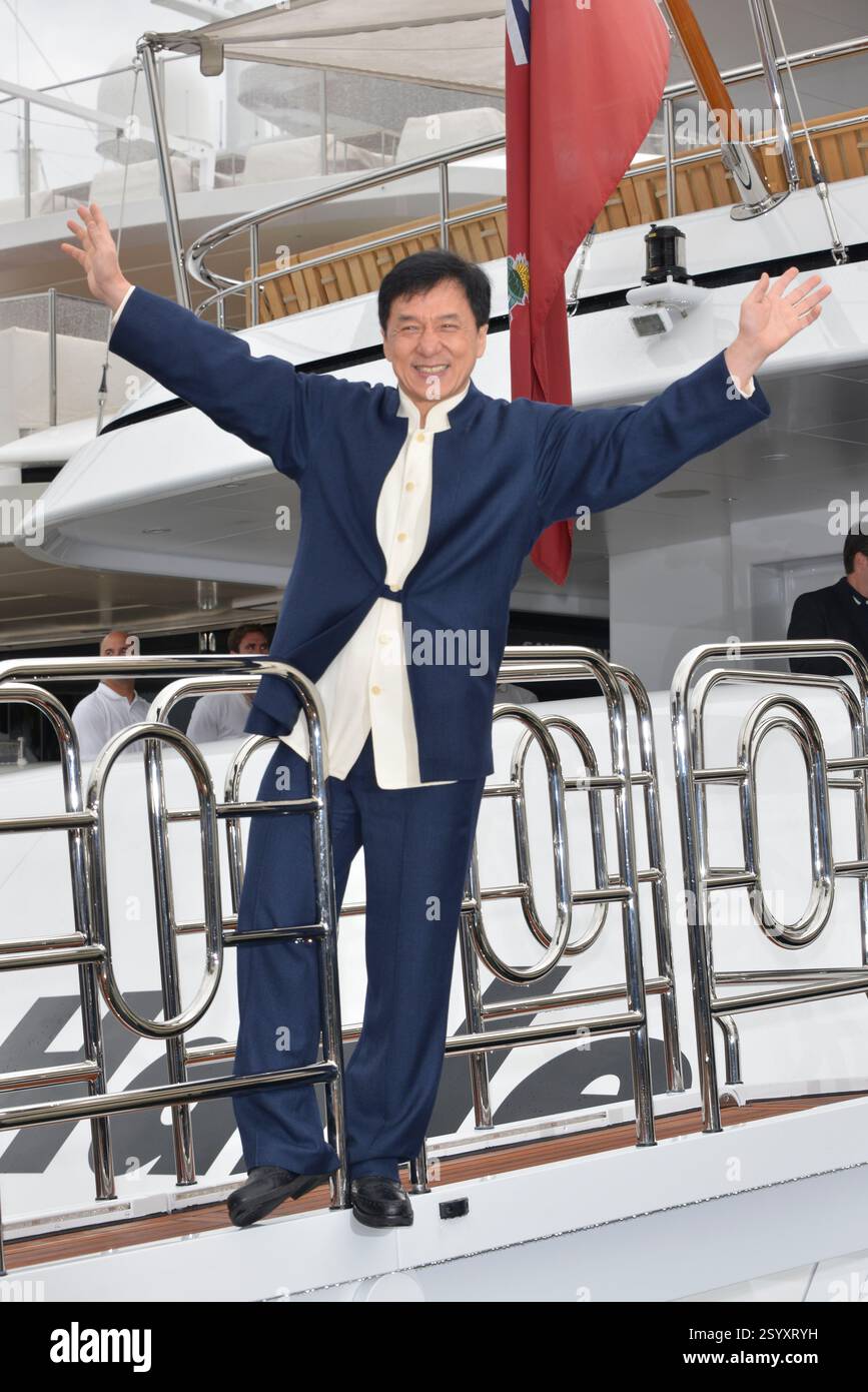 Jackie Chan.'Skiptrace' photocall on MV Harle, Jetée Albert Édouard at ...