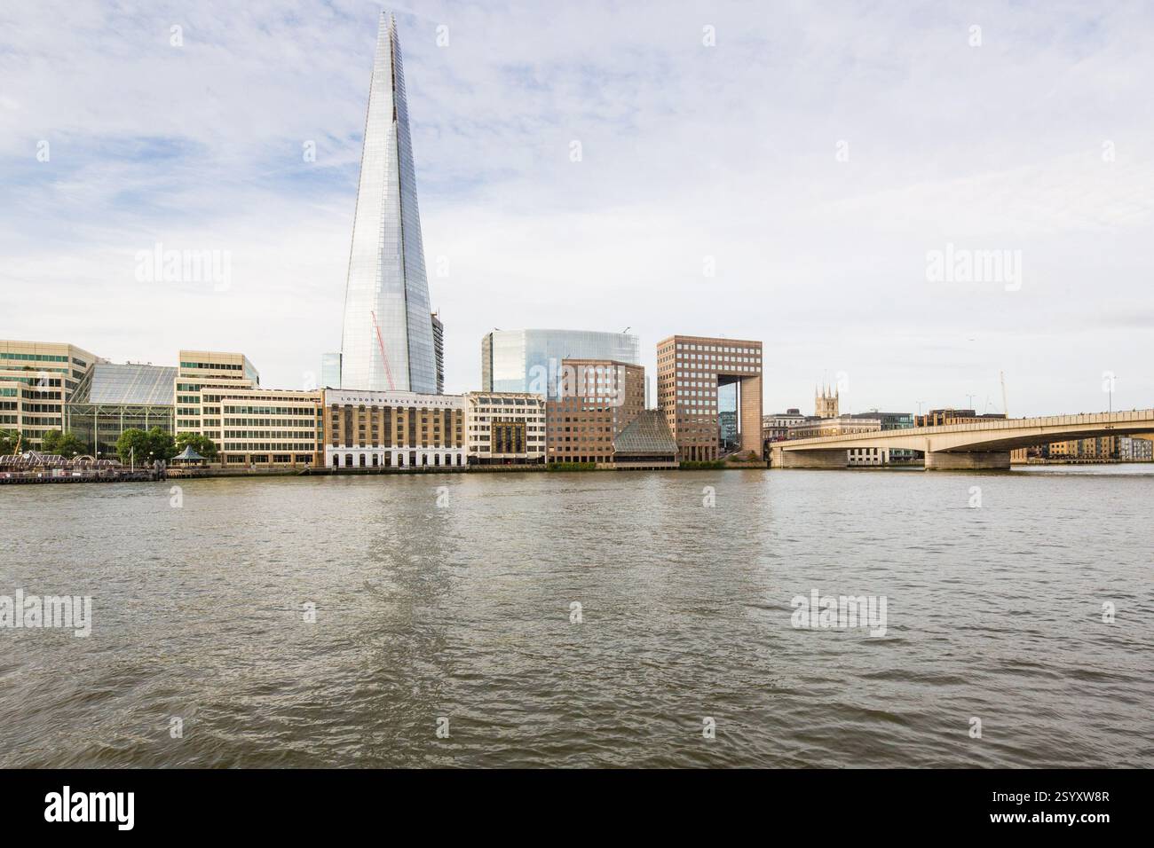London skyline, Thames River, and the iconic Shard showing the London ...