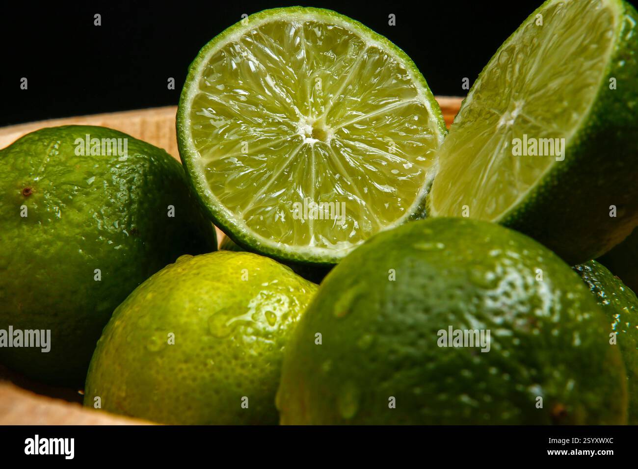 Close up of Persian lime, also known Tahiti lime, is a citrus fruit ...