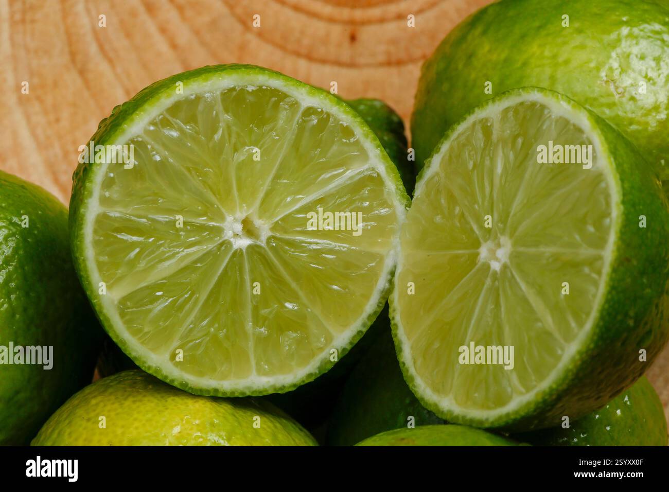 Close up of Persian lime, also known Tahiti lime, is a citrus fruit ...