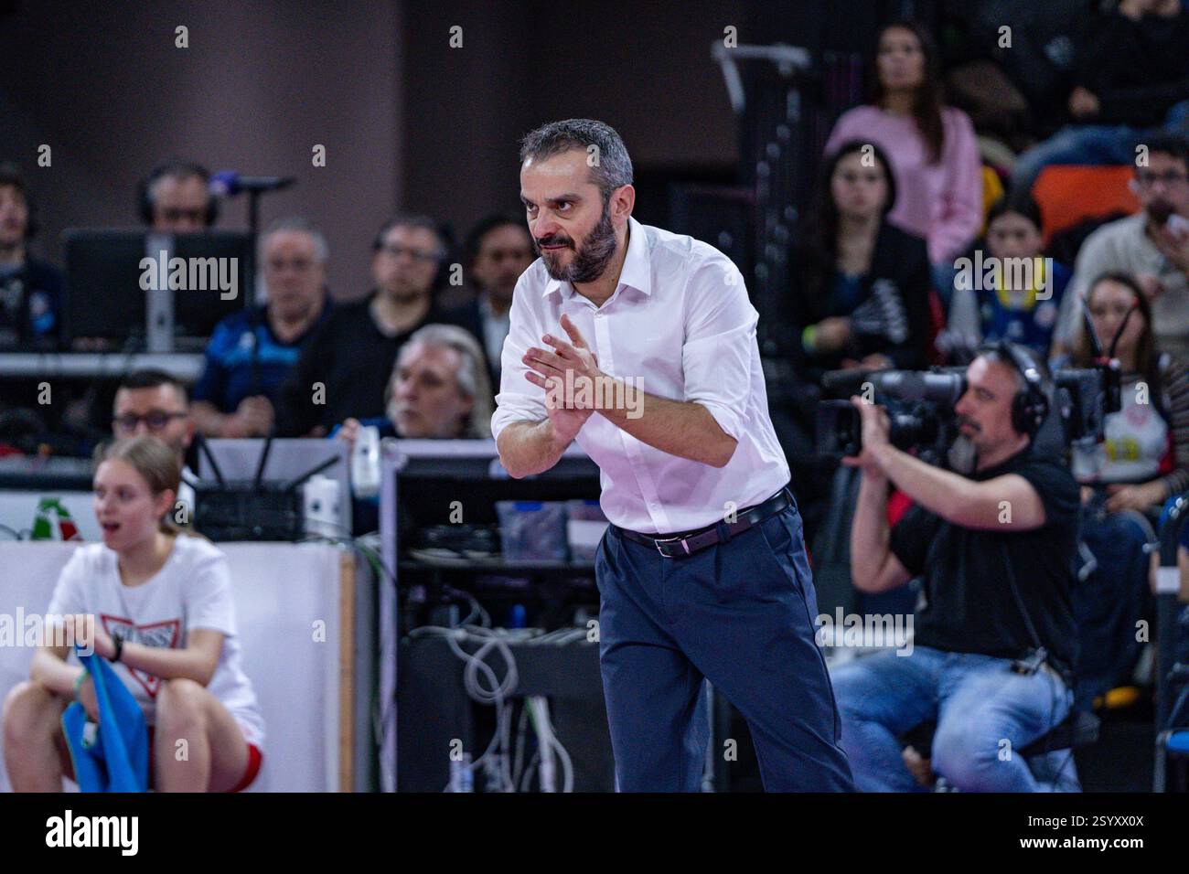 Florence, Italy. 01st Mar, 2025. Marco Gaspari (head coach of Savino ...
