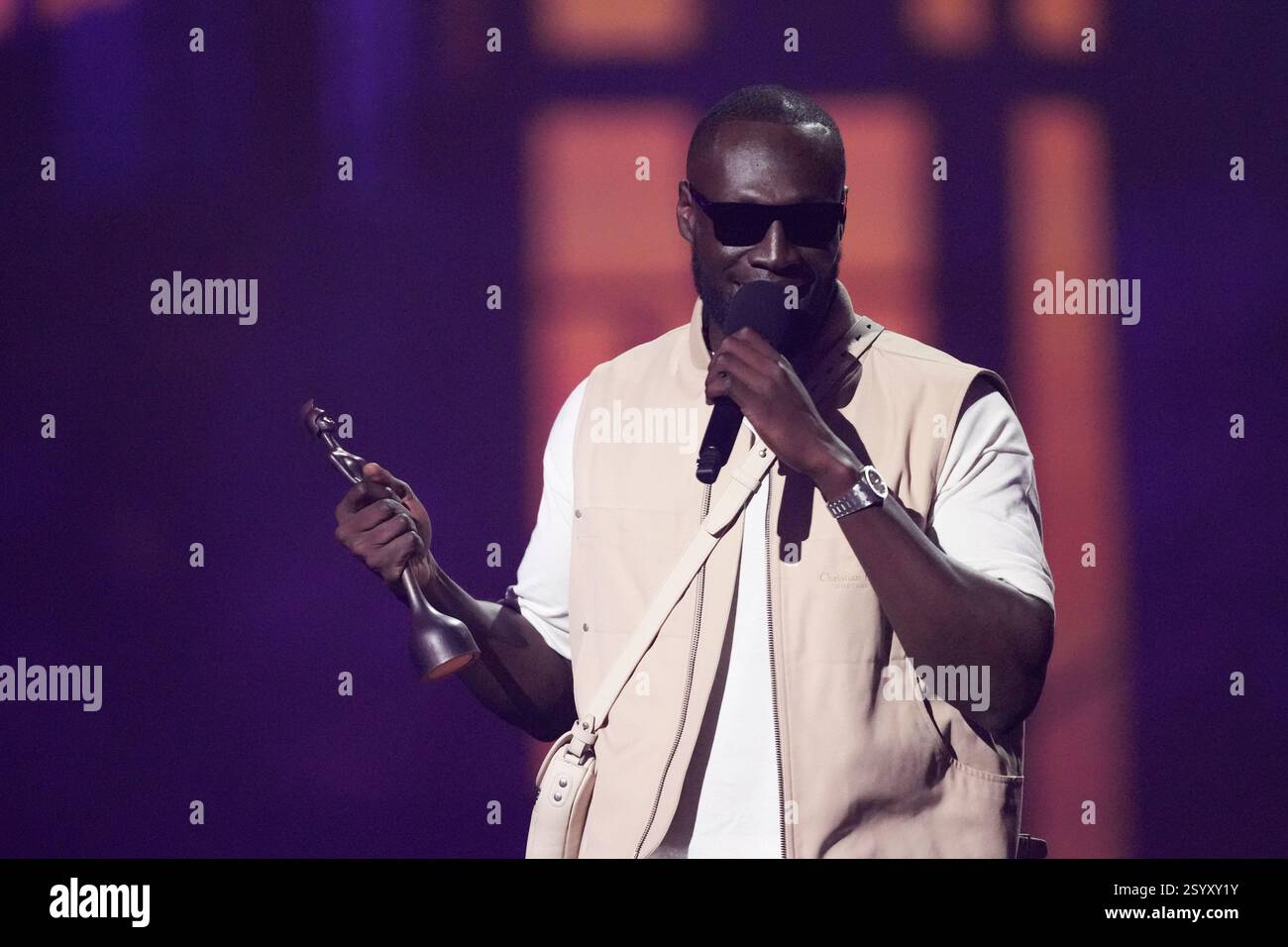 Stormzy accepts the best hip hop/grime/rap act award during the Brit ...