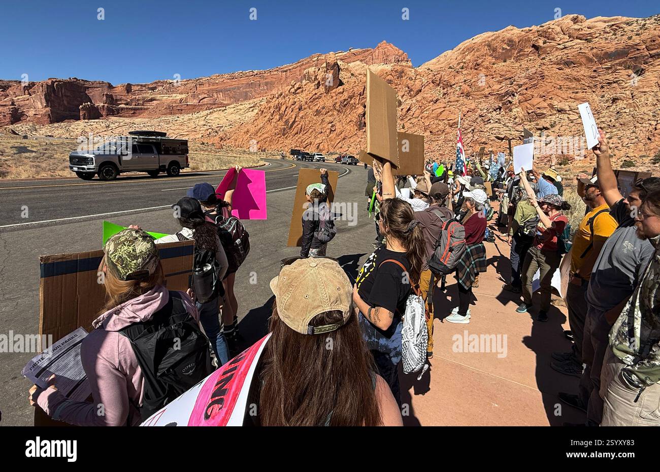 Moab, United States. 01st Mar, 2025. Concerned citizens hold a rally at ...
