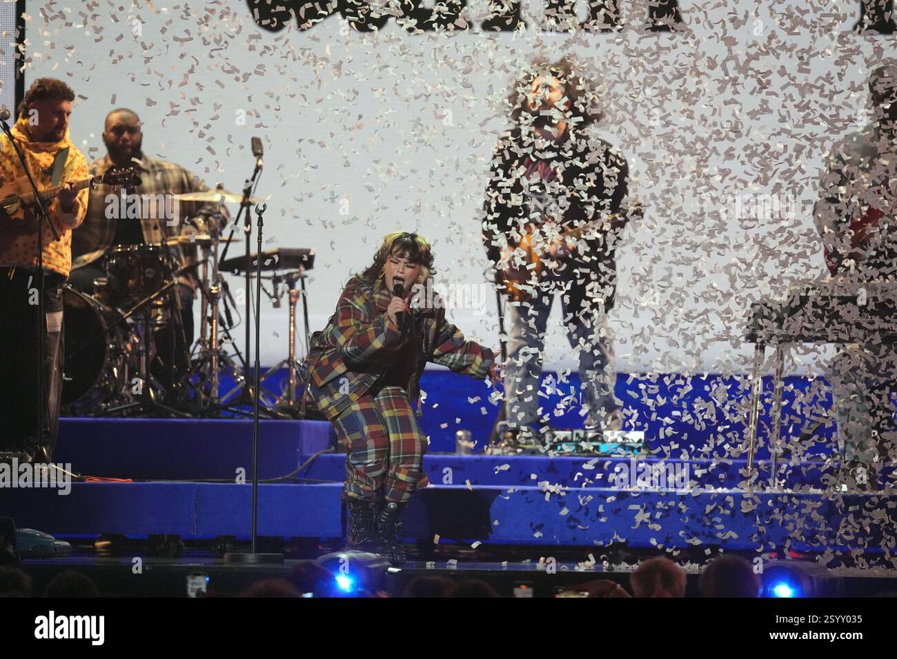 Lola Young performs during The BRIT Awards 2025 at London's O2 Arena ...