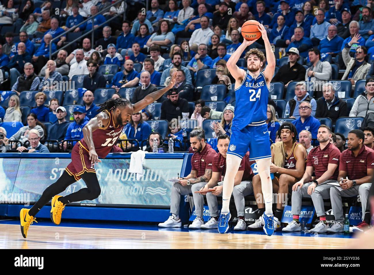 MARCH 01, 2025:Loyola (Il) Ramblers guard Sheldon Edwards Jr. (13) can ...