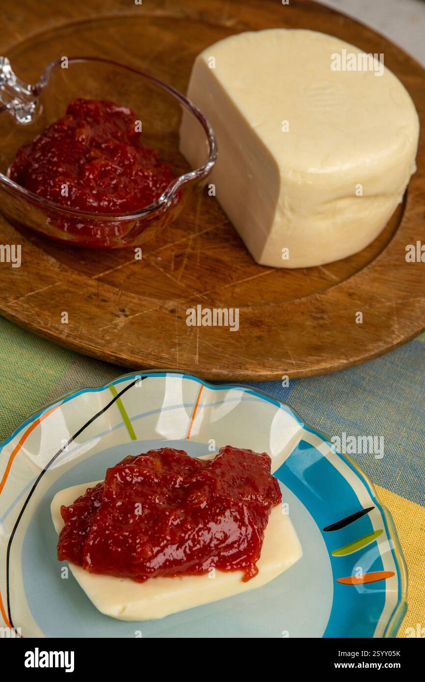 Guava jam with cheese, typical Brazilian dessert, called Romeu e ...