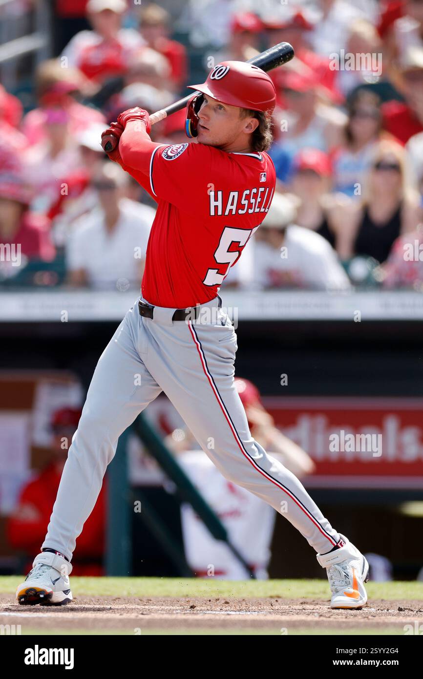 JUPITER, FL - MARCH 01: Washington Nationals outfielder Robert Hassell ...