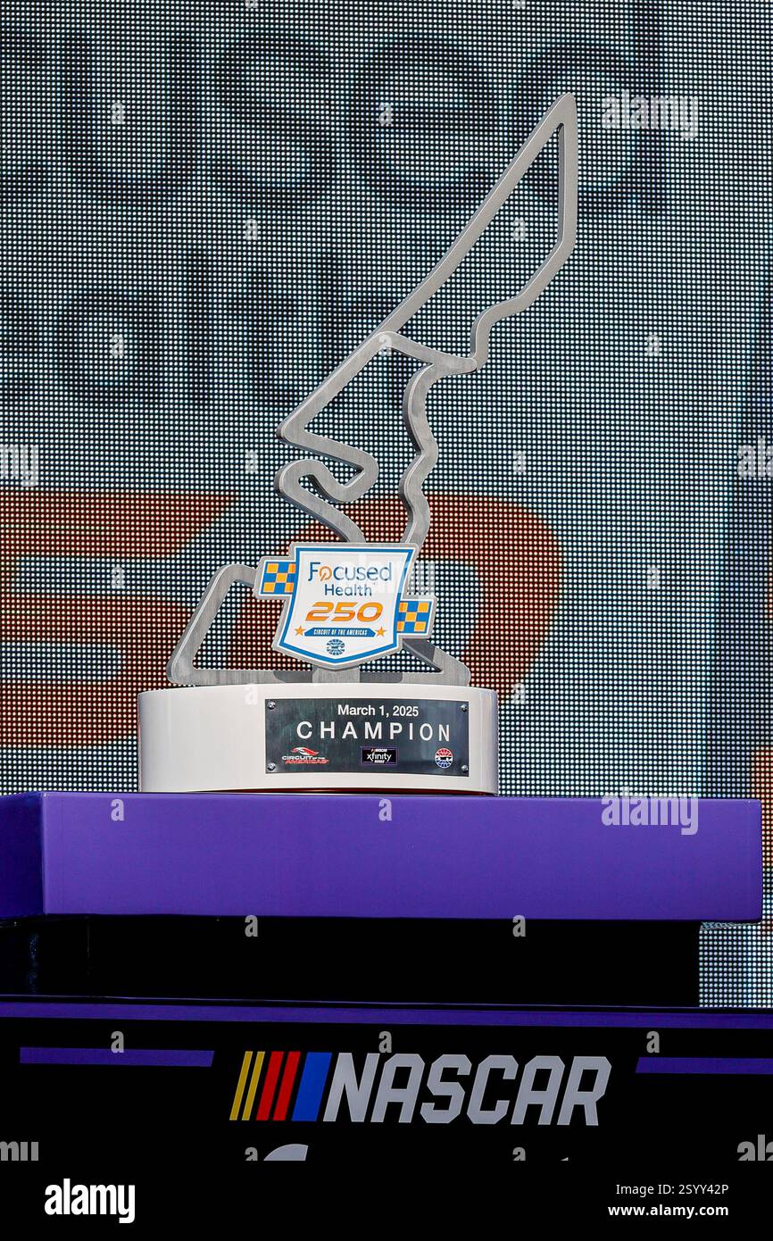 AUSTIN, TX - MARCH 01: The trophy for Connor Zilisch (#88 JR ...
