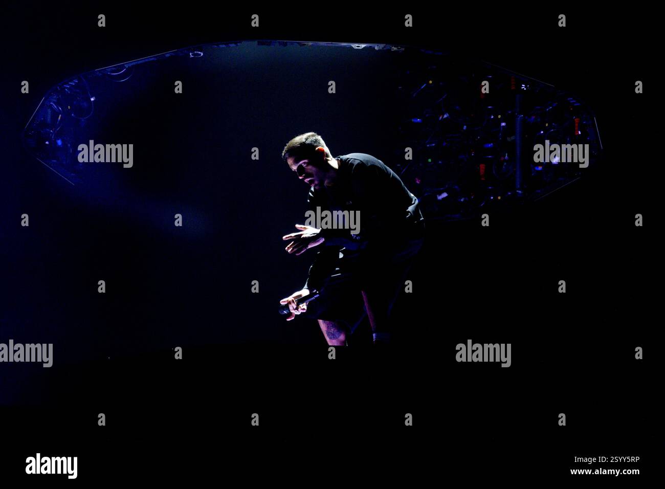 The singer Rels B during his concert at the Movistar Arena, on March 1 ...
