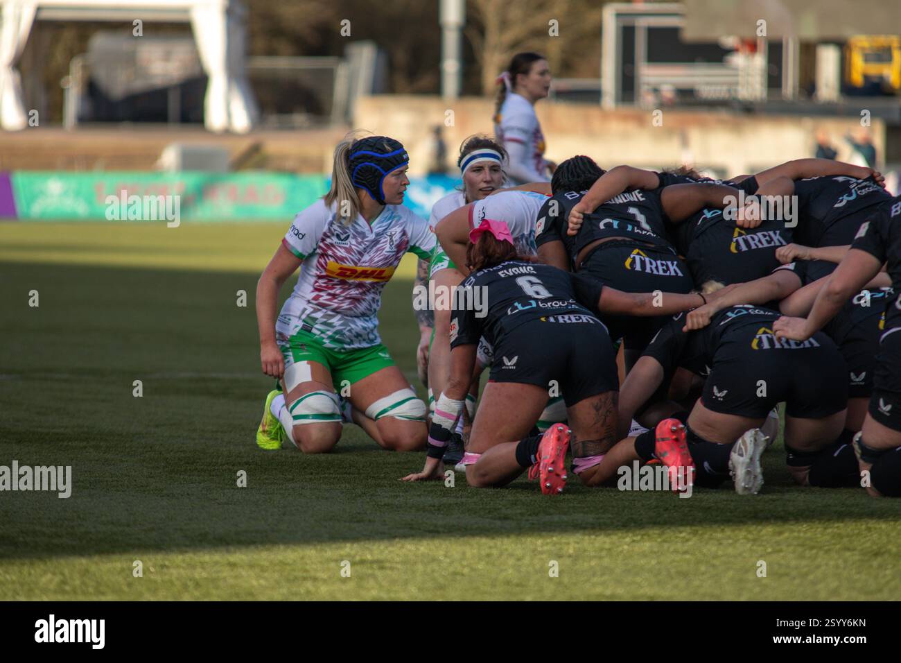 London, UK, 1st March 2025 Harlequins flanker Sarah Bonar (scrum cap ...