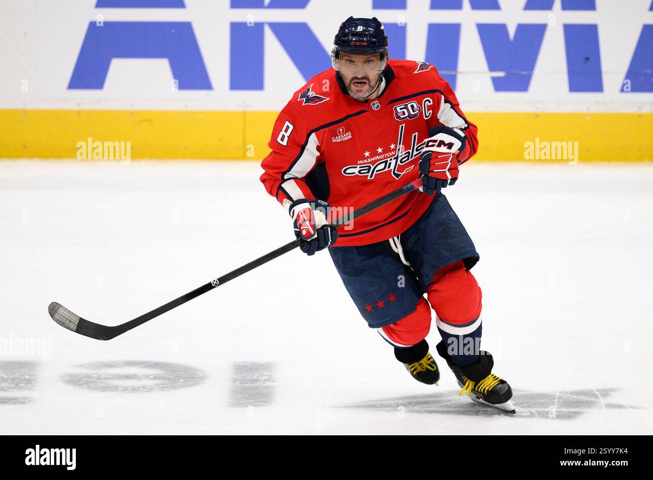 Washington Capitals left wing Alex Ovechkin (8) in action during the ...