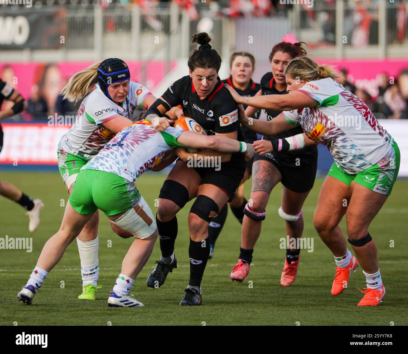 London, UK. 1st Mar, 2025. Gabrielle Senft (Saracens) with the ball ...