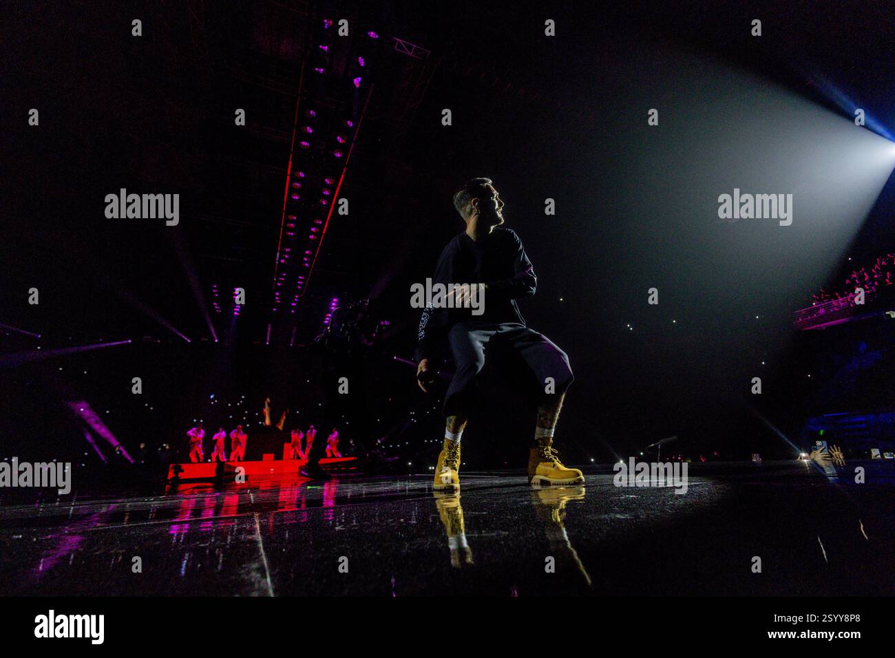 The singer Rels B during his concert at the Movistar Arena, on March 1 ...