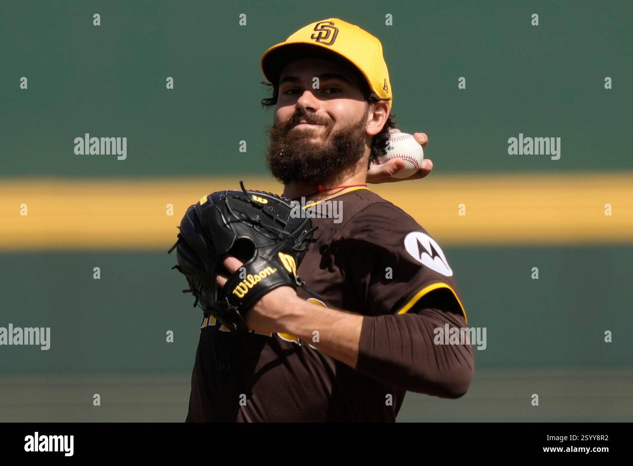 San Diego Padres pitcher Dylan Cease throws during the first inning of ...