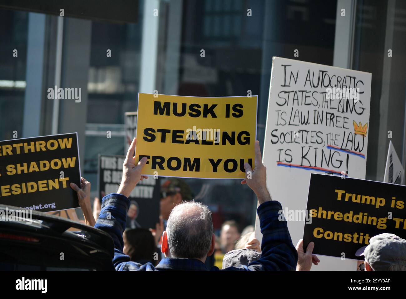 Protest against Elon Musk and DOGE cuts to government spending in front ...