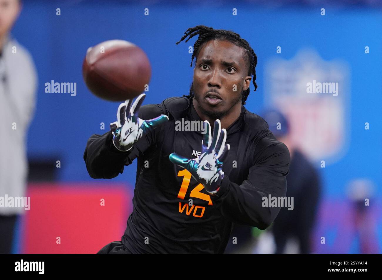 Maryland wide receiver Tai Felton runs a drill at the NFL football ...