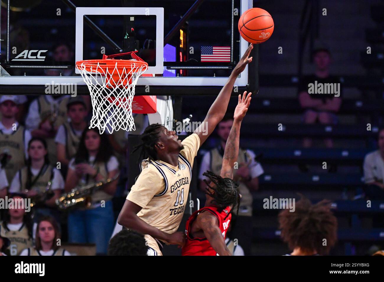 ATLANTA, GA – MARCH 01: Georgia Tech forward Baye Ndongo (11) blocks a ...