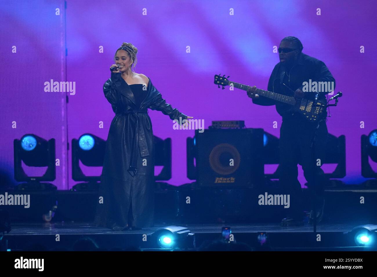 Jorja Smith performs during the Brit Awards 2025 in London, Saturday ...