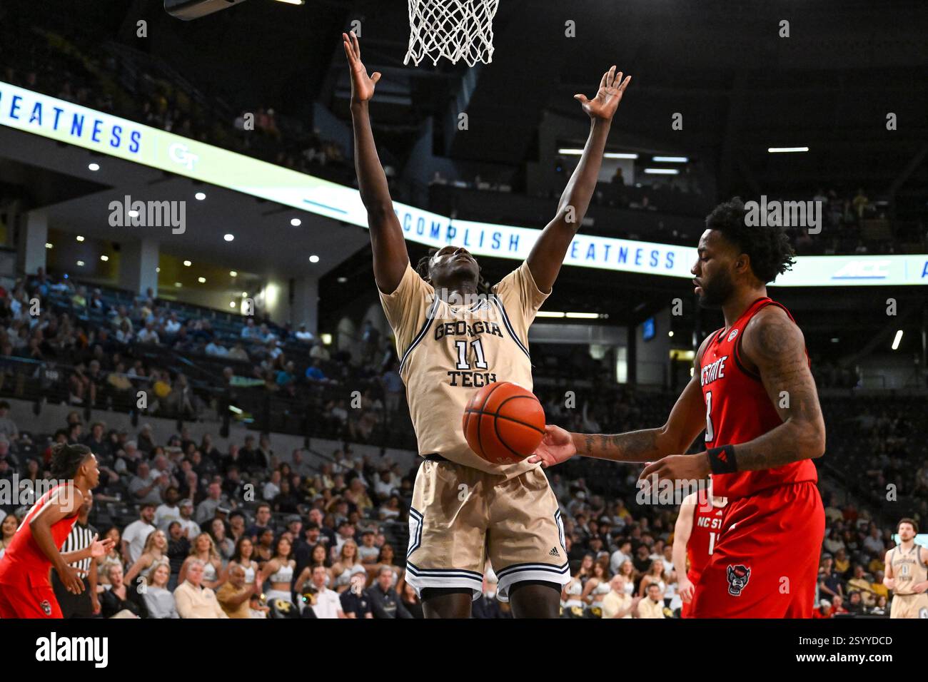 ATLANTA, GA – MARCH 01: Georgia Tech forward Baye Ndongo (11) reacts ...