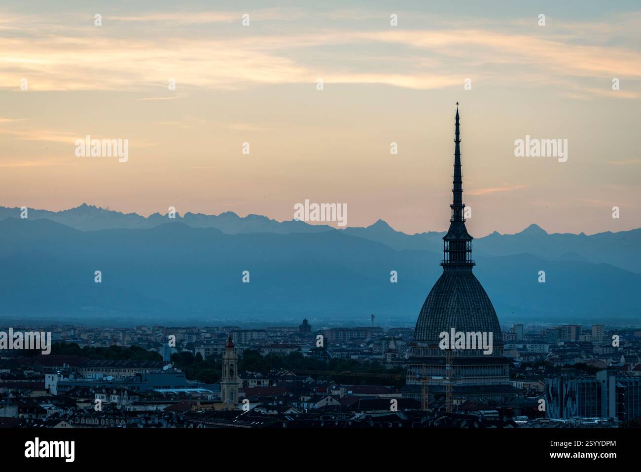 Torino view with the iconic Mole Antonelliana and the Intesa Sanpaolo ...