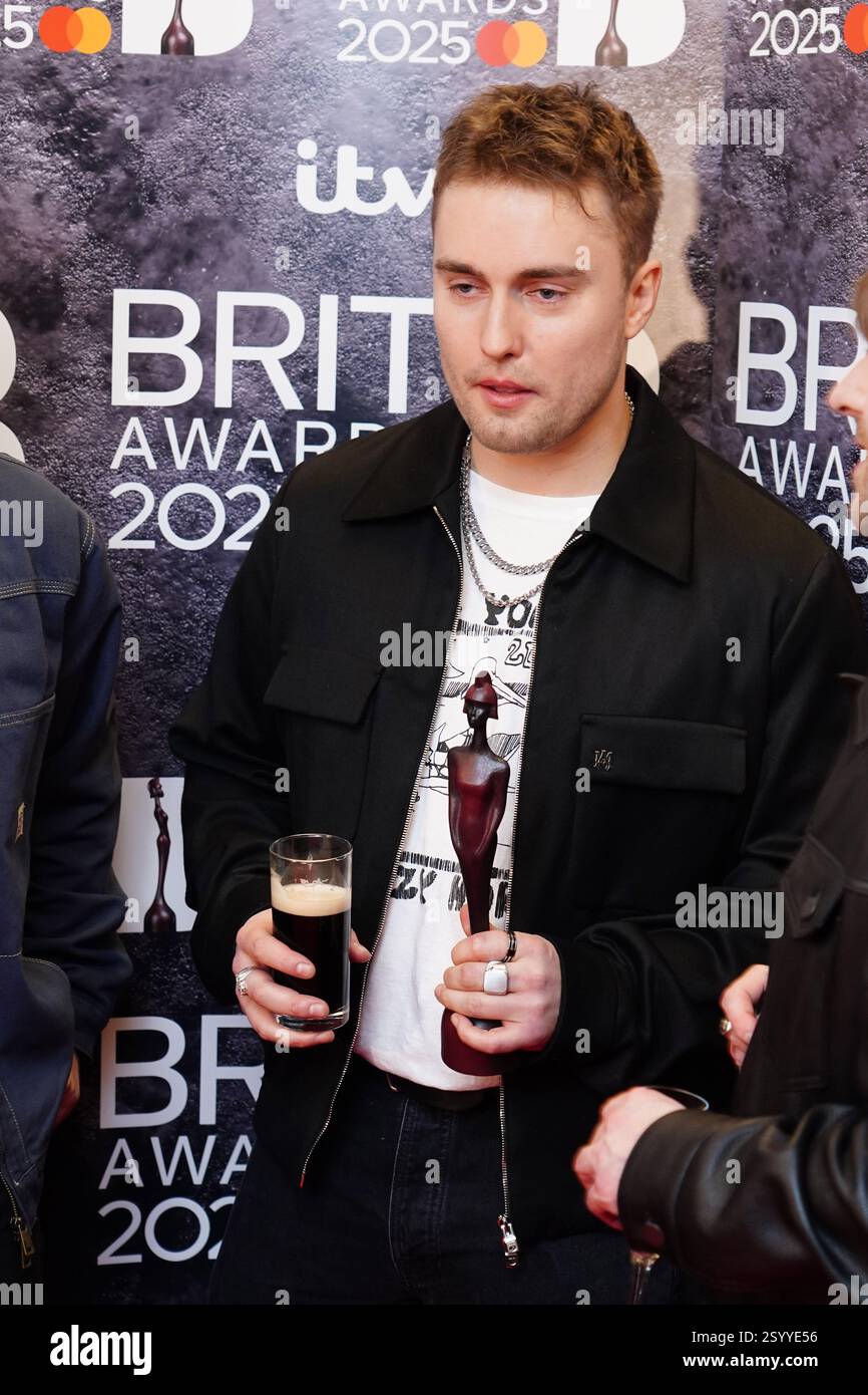 Singer-songwriter Sam Fender after he secured the best rock and ...