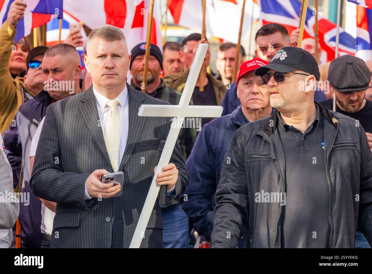 Nuneaton, UK. 01 MAR, 2025. Paul Golding and Britain First prepare to ...