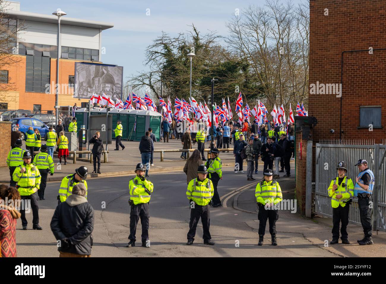 Nuneaton, UK. 01 MAR, 2025. Marchers listen to speeches as Britain ...