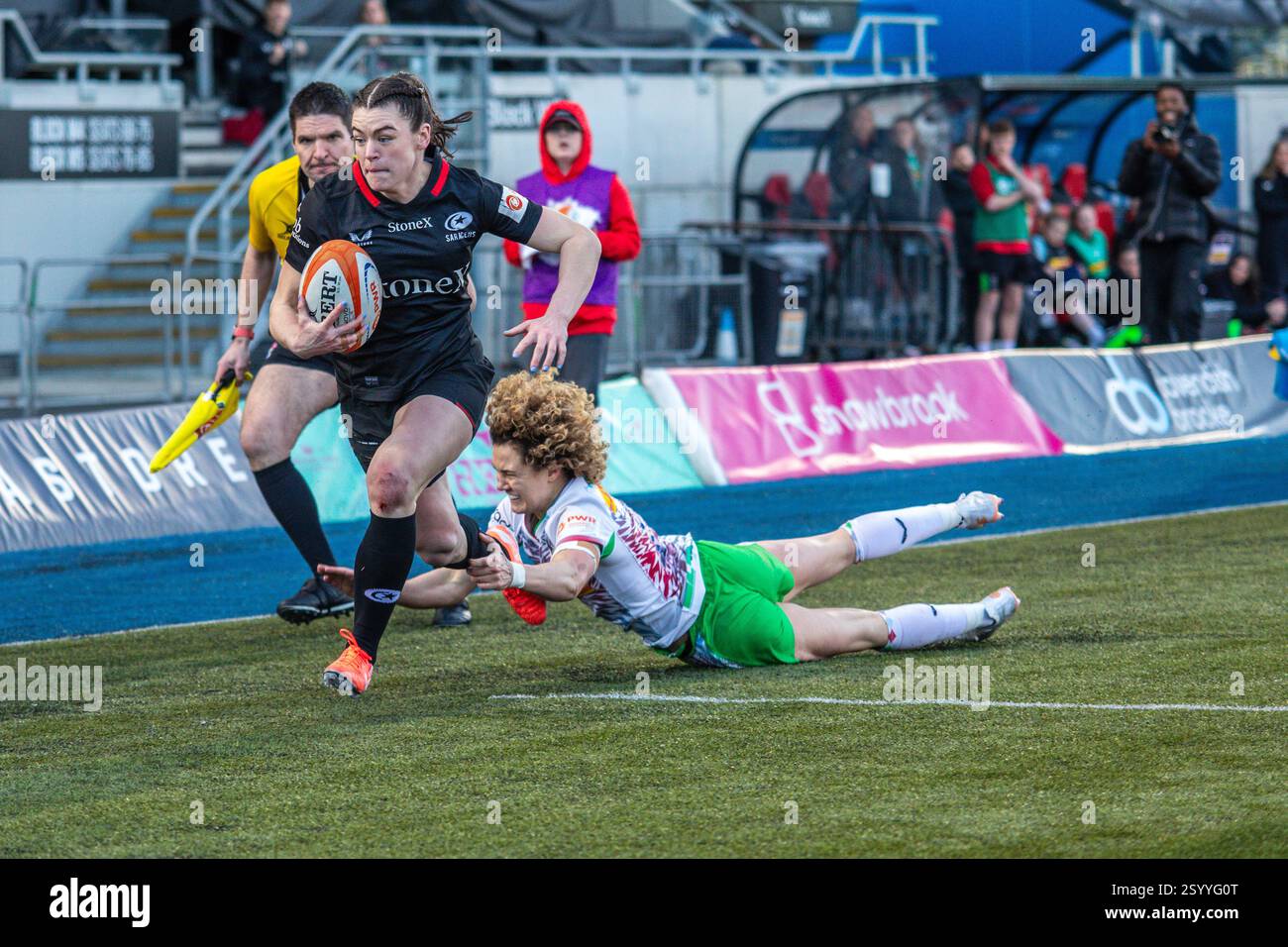 London, UK, 1st March 2025 Saracens winger Alysha Corrigan cannot be ...