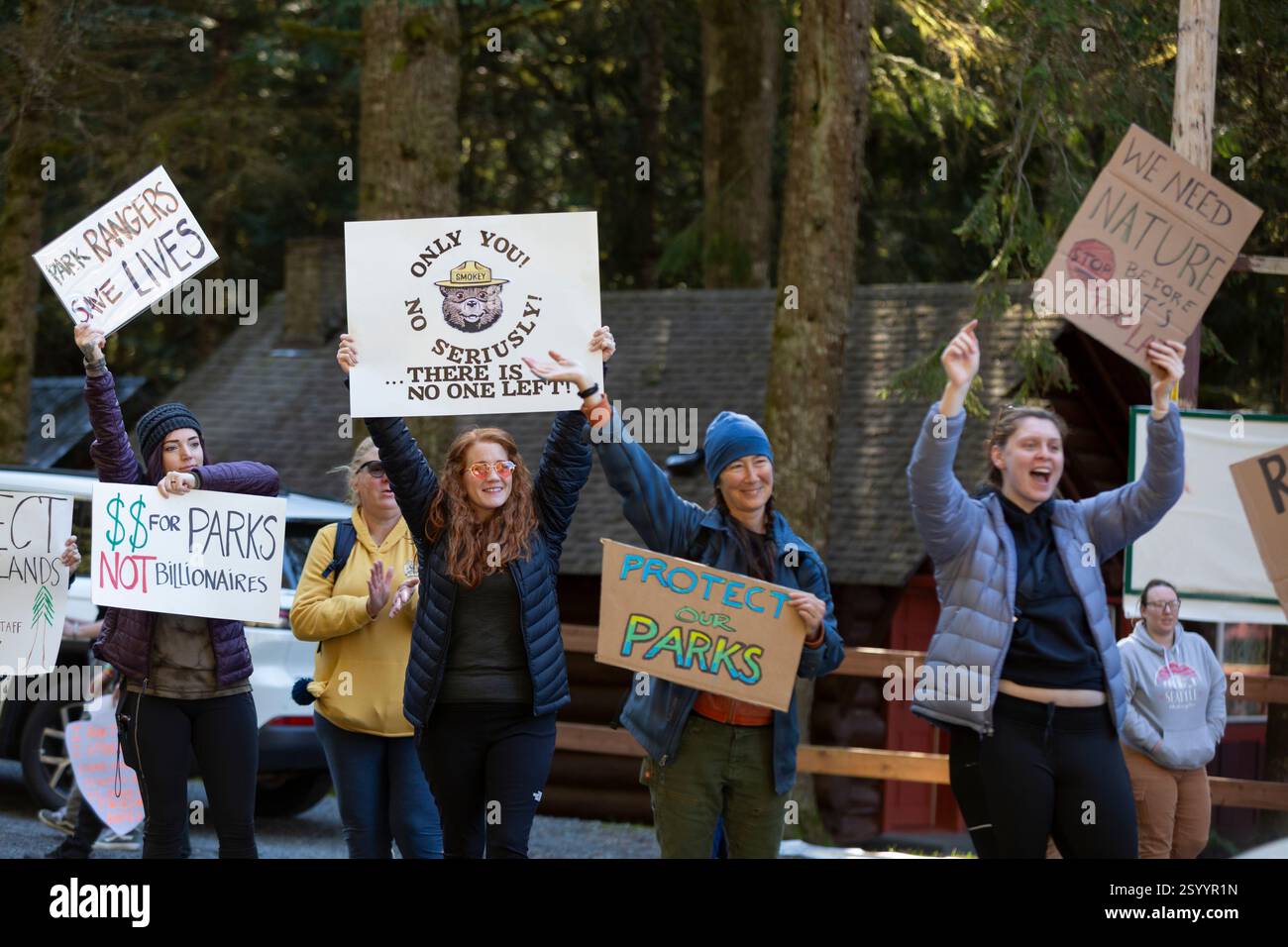 Ashford, Washington, USA. 1st March, 2025. Protesters gather at ...